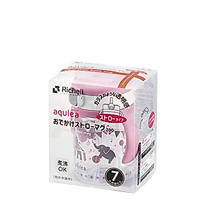 Richell Aqulea Outing Straw Mug 200ml Pink