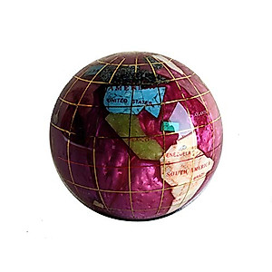 Unique Art 3-Inch Pink Pearl Swirl Ocean Gemstone World Globe Paper Weight