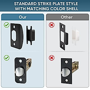 TICONN Black Door Handle, Traditional Wave Style Matte Black Reversible Door Lever for Interior Doors and Closet (Privacy Lock, 1-Pack)