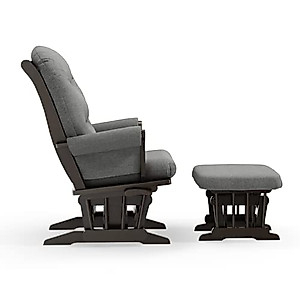 Dutailier Adele 2533 Wood Glider Multiposition-Lock Recline with Ottoman, Espresso/Dark Grey