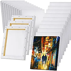 Thenshop Stretched Canvas for Painting 10 oz Triple Primed 100% Cotton White Blank Canvas Bulk Art Canvases for Painting Oil Paint Acrylics Pouring,8 x 10 Inch(20 Pieces)