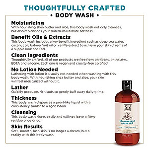 Soapbox Body Wash, Sea Minerals & Blue Iris - Moisturizing Body Wash Cleanser w/Aloe Vera & Shea Butter | Paraben & Gluten Free, Silicone & Cruelty Free & Vegan Body Wash, 16oz Bottles (Pack of 3)