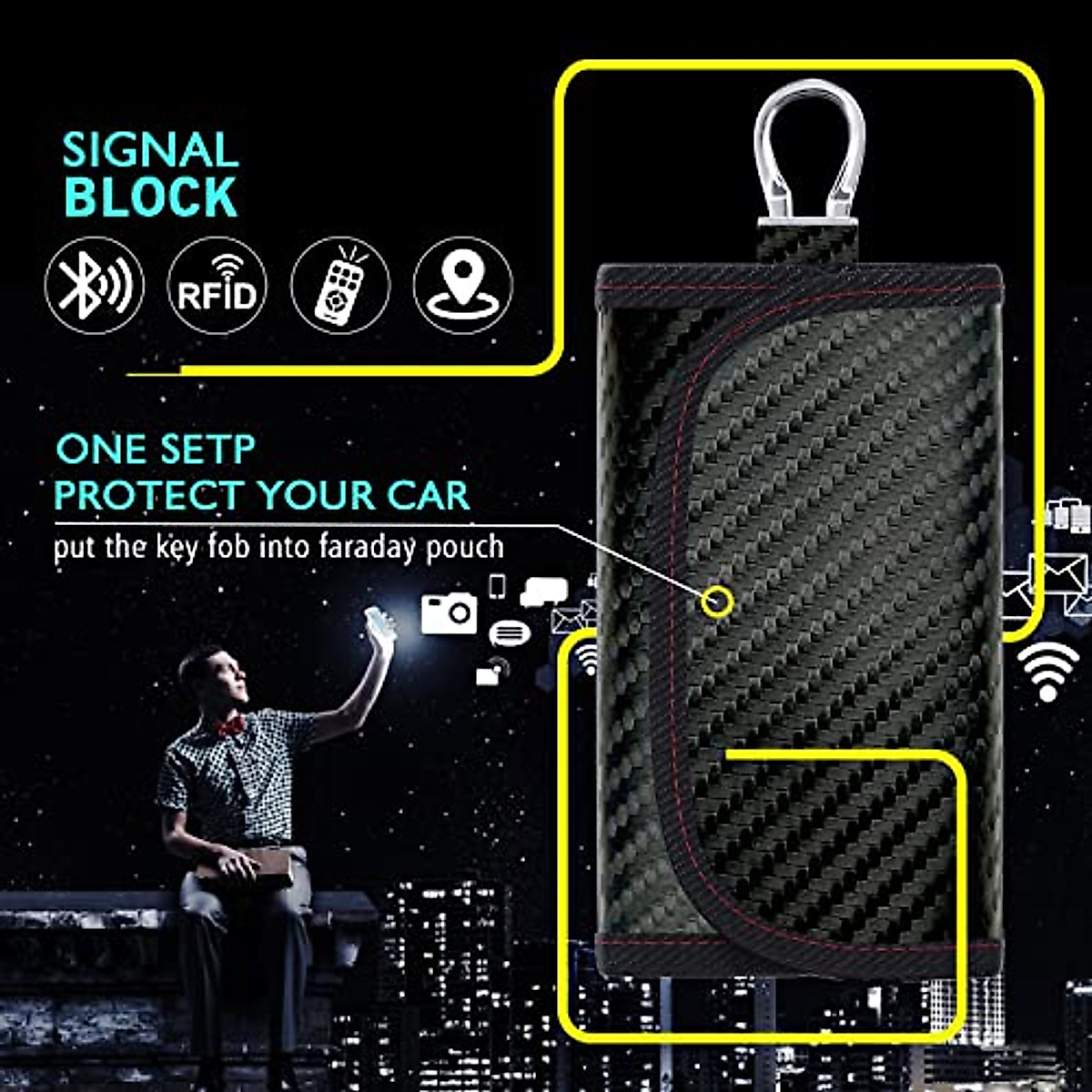 Faraday Key Fob Protector, 2 Pack Faraday Bags for Key Fob Signal Blocker, New Upgrade RFID Car Key Fob Protector Blocking Faraday Pouch Case Cage
