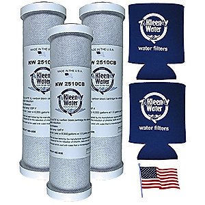 KleenWater Replacement Water Filters, Compatible with 32-250-125-975, CBC-10, PWCB10S, EP-10, WHEF-WHWC and 34370, Made in USA, Pack of 3, Includes 2 Can Holders