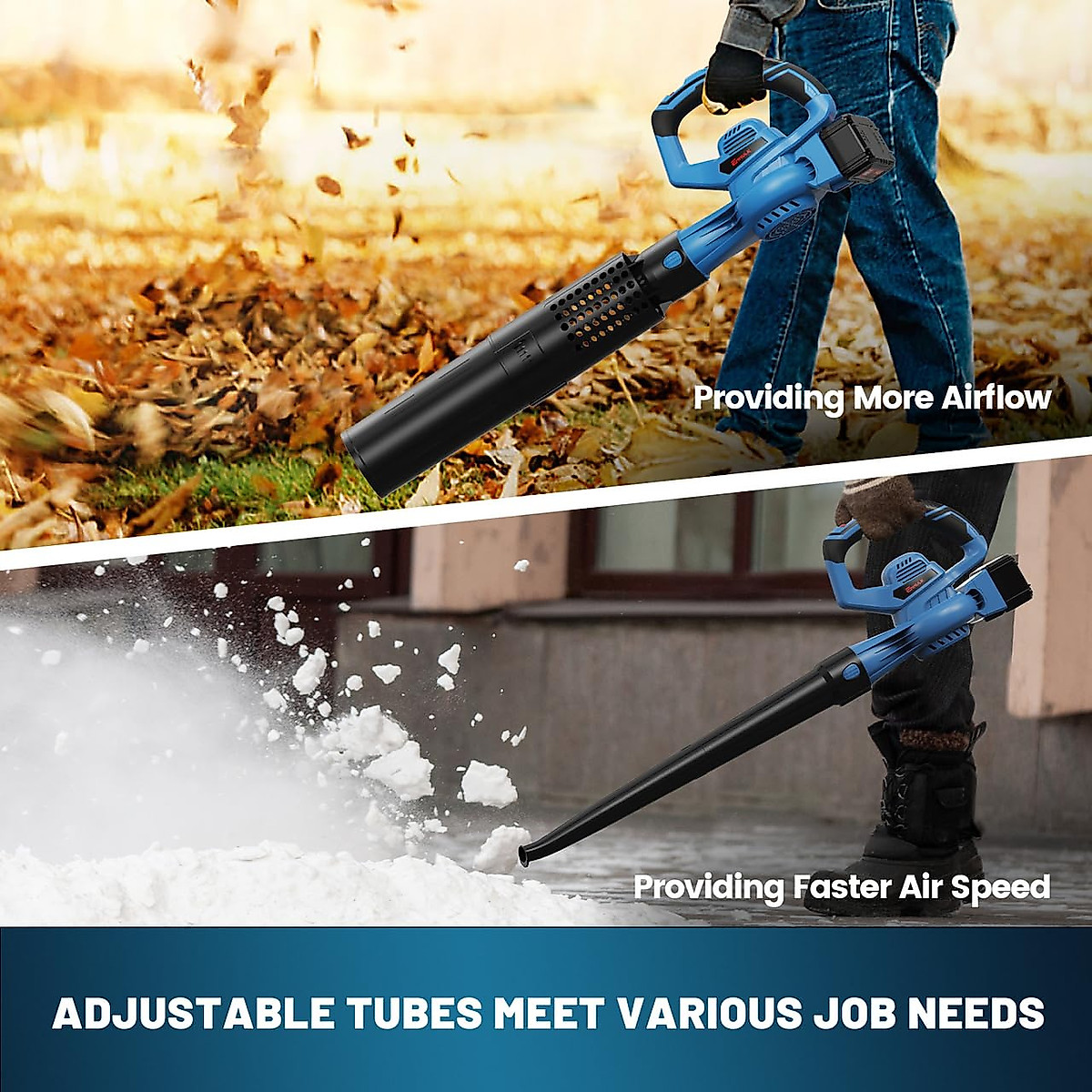 Enhulk 20V 4.0Ah Cordless Leaf Blower,460CFM &190MPH,2-in-1 Battery Powered Leaf Blower,6 Variable Speed,for Blowing Leaves,Debris,Snow and Dust,4.0Ah Battery&Charger Included（21 inch）