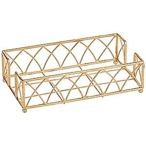 Boston International Arch Design Guest Towel Napkin Holder Caddy, 9 x 5.25-Inches, Gold Leaf