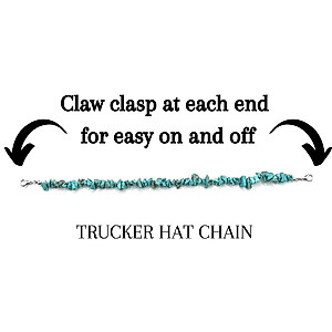 1 Piece Trucker Hat Bill Chain Accessory Detachable Chains for Hat Necklace Purse Assorted Styles (Turquoise)