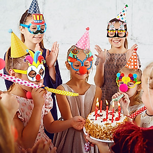 Harrycle 32 Pcs Circus Party Decorations Clown Paper Glasses Carnival Photo Booth Props Circus Clown Eyeglasses for Carnival Party Decoration Circus Birthday Baby Shower Party Supplies