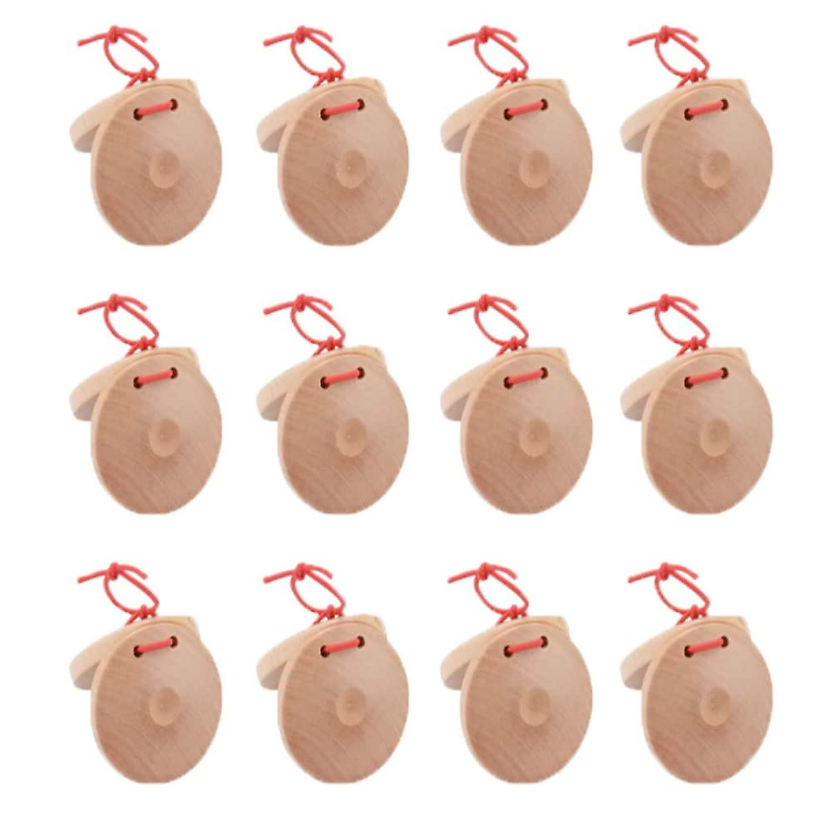 12 Pcs Musical Castanets Instrument, Clap Board Music Educational，Classroom DIY Wooden Percussion Instrument Finger Castanets (Wood color)