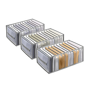 TOSHISON Wardrobe Clothes Organizer, 12 grids Storage, Dresser Drawer Organizers for Clothing,Pants Jeans,T-Shirts,Socks,Skirts,Jeans, Legging,Bra, Underwear for Closet