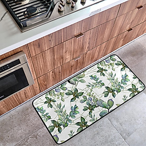 Eucalyptus Rug Eucalyptus Kitchen Rug Mint Green Anti Fatigue Mats for Kitchen Floor Sage Green Kitchen Mat Under Sink Mats Non Slip Soft Standing Mats Runner Carpet 39 X 20 Inch
