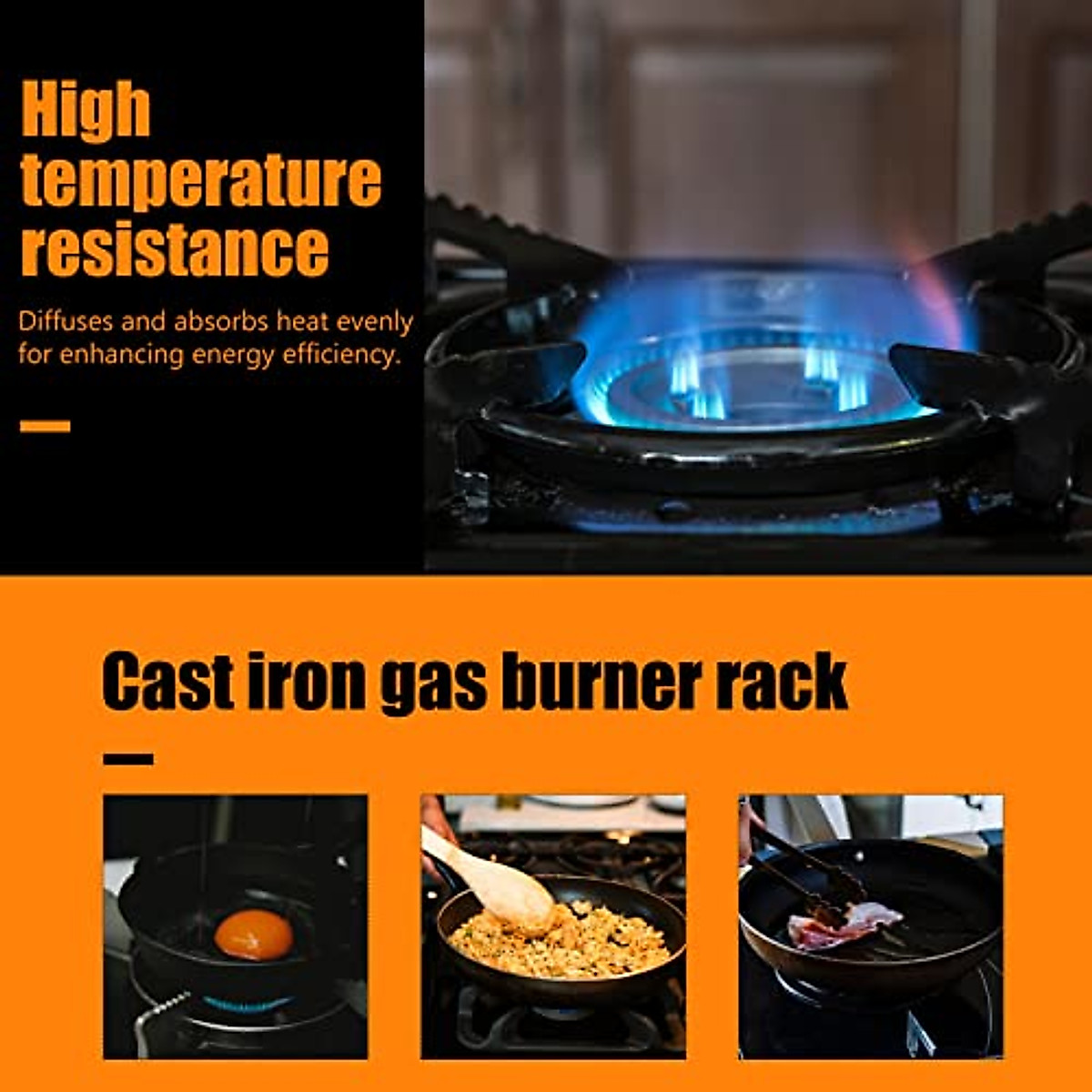 Hemoton Cast Iron Wok Support Ring Cooktop Range Pan Holder Stand Stove Rack Milk Pot Holder Kitchen Gas Stove Rack Accessories (Black)