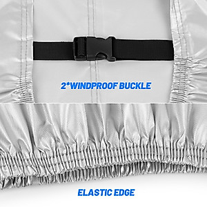 Favoto Bicycle Cover Waterproof Outdoor - Bike Rain Cover Thicken Oxford Windproof UV Snow Proof with Lock Hole Storage Bag for Mountain Road Bike City Bike Beach Cruiser Bike, Solid Silver