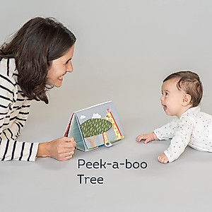 Taf Toys Savannah Infant Tummy-time Soft Crinkle Activity Book with Huge Baby Safe Mirror, 3D Activities, Textures and a Soft Baby Teether