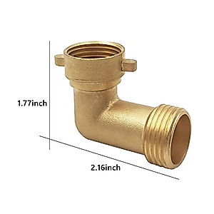 Garden Hose Connector,90 Degree Solid Brass Garden Hose Quick Connect Fittings (2-Pack) 3/4 Inch,Solid Brass Pipe Fitting