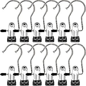 Boot Hangers Clips Laundry Hooks Hanging Clips Clothes Pins Closet Hanger Organizer Clamps Socks Towel Clips Heavy Duty Clothespins Bulk Hanger Clips for Closet Travel Pants Socks Handbags, 12 Pack