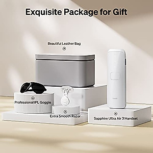 Ulike Laser Hair Removal for Women and Men, Air 3 IPL Hair Removal with Sapphire Ice-Cooling System for Nearly Painless & Long-Lasting Result, Flat-Head Window for Body & Face at-Home Use, White