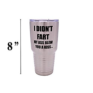 Rogue River Tactical Funny Blew You a Kiss Large 30 Ounce Travel Tumbler Mug Cup w/Lid Vacuum Insulated Hot or Cold Sarcastic