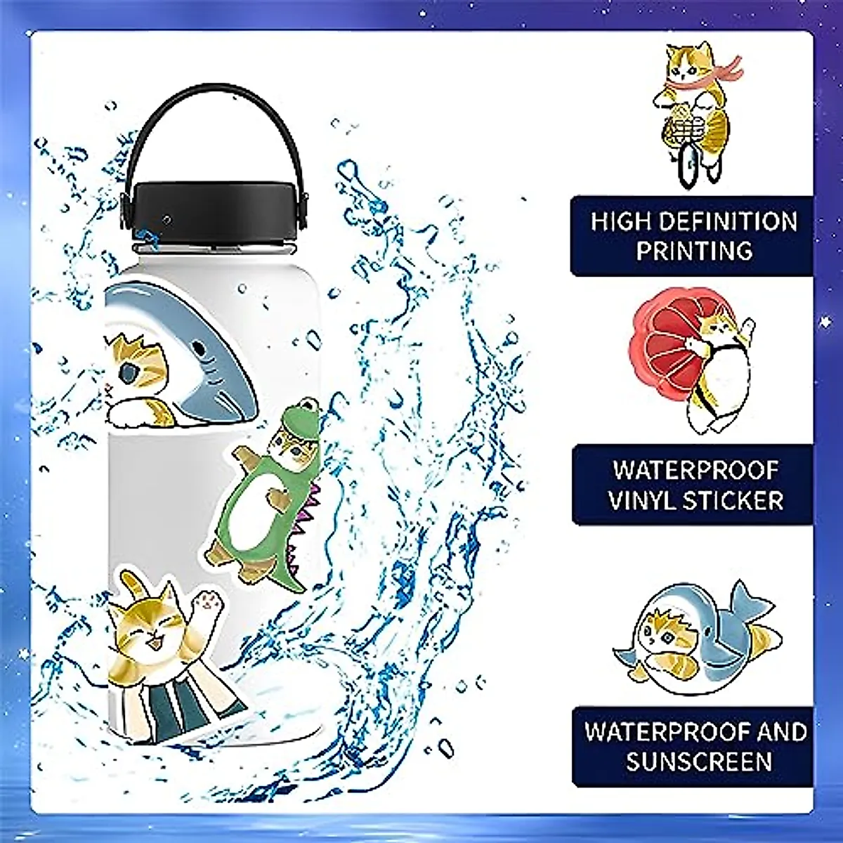 153Pcs Cat Stickers, Cute Cat Stickers for Water Bottles, Vinyl Waterproof Stickers, Laptop, Phone Case, Journaling, Cat Stickers for Kids Teens Girls Gift