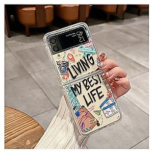 Phone case Pink Clear for Samsung Galaxy Z Flip 3 4 5G Z Flip3 Flip4 Zflip3 Shockproof Cover (Color : A, Size : for Z Flip 3)