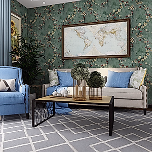 Dulanxer Flower Tree Wallpaper Peel and Stick Wallpaper Self Adhesive Removable Paper Wall Covering Shelf Drawer Liner Vinyl Roll 17.7" x 118", Green