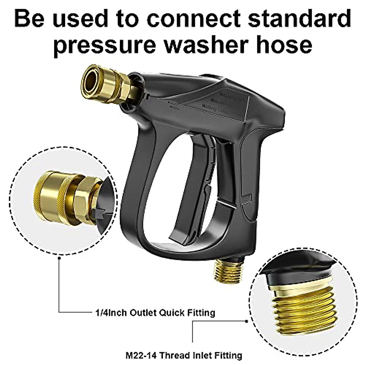 Pressure Washer Foam Gun Kit - Car Wash Short Wand with 1/4" Quick Connector, 3400 PSI Short Gun Foam Cannon + Microfiber Applicator & Sponge Mitts for Easy Cleaning 1 Liter