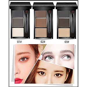 Eyebrow Powder Makeup Kit-3 Colors Eye Brow Powder Palette Long-Lasting Waterproof, Dark/light Brown Brow Filler, Fill & Sculpt Full Eyebrows for Women, With Mirror, Brow Brush & Razor-Set 02