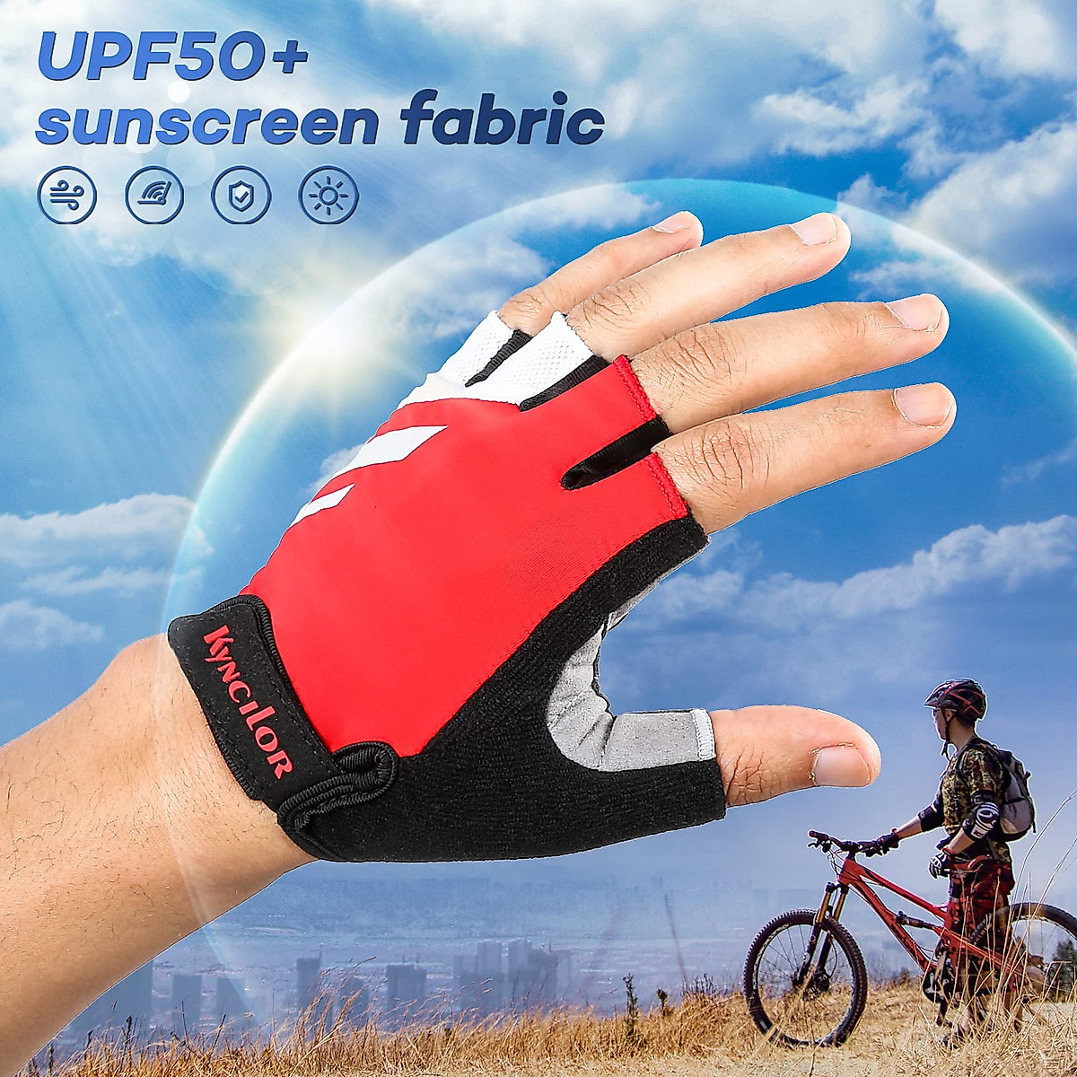 KynciLOR Cycling Gloves for Men Lightweight Mountain Biking BMX Gloves MTB and Road Bike Gloves for Women Running Wheelchair Driving
