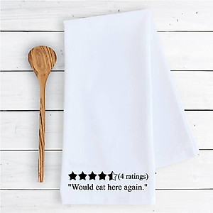 Kitchen dish towel Would eat here again reviews 4.5 star 5 star funny cute dish Kitchen Decor drying cloth…100% COTTON