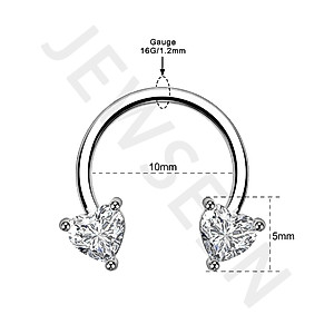 Jewseen Heart Septum Ring 16g Clear CZ Septum Jewelry Daith Piercing Jewelry Cartilage Earring Helix Piercing Jewelry Nose Ring Hoop Earring Conch Tragus Earring for Women Men