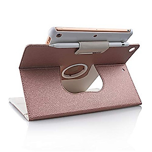 Thankscase Case for iPad 10.2 2021/2020 / 2019, Rotating Cover for iPad 9th Gen / 8th Gen/iPad 7th Gen with Pencil Holder, Wallet Pocket, Hand Strap, Swivel Cover for iPad 10.2 (Rose Gold)