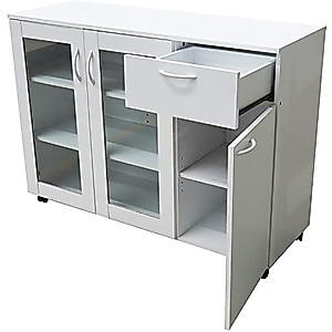 Kings Brand Furniture Buffet Server Sideboard Kitchen Storage Cabinet, White, 45.5" W x 15" D x 33" H