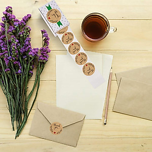 1.5" Thank You Stickers, Kraft Paper 500 Labels Per Roll, 6 Colors Available