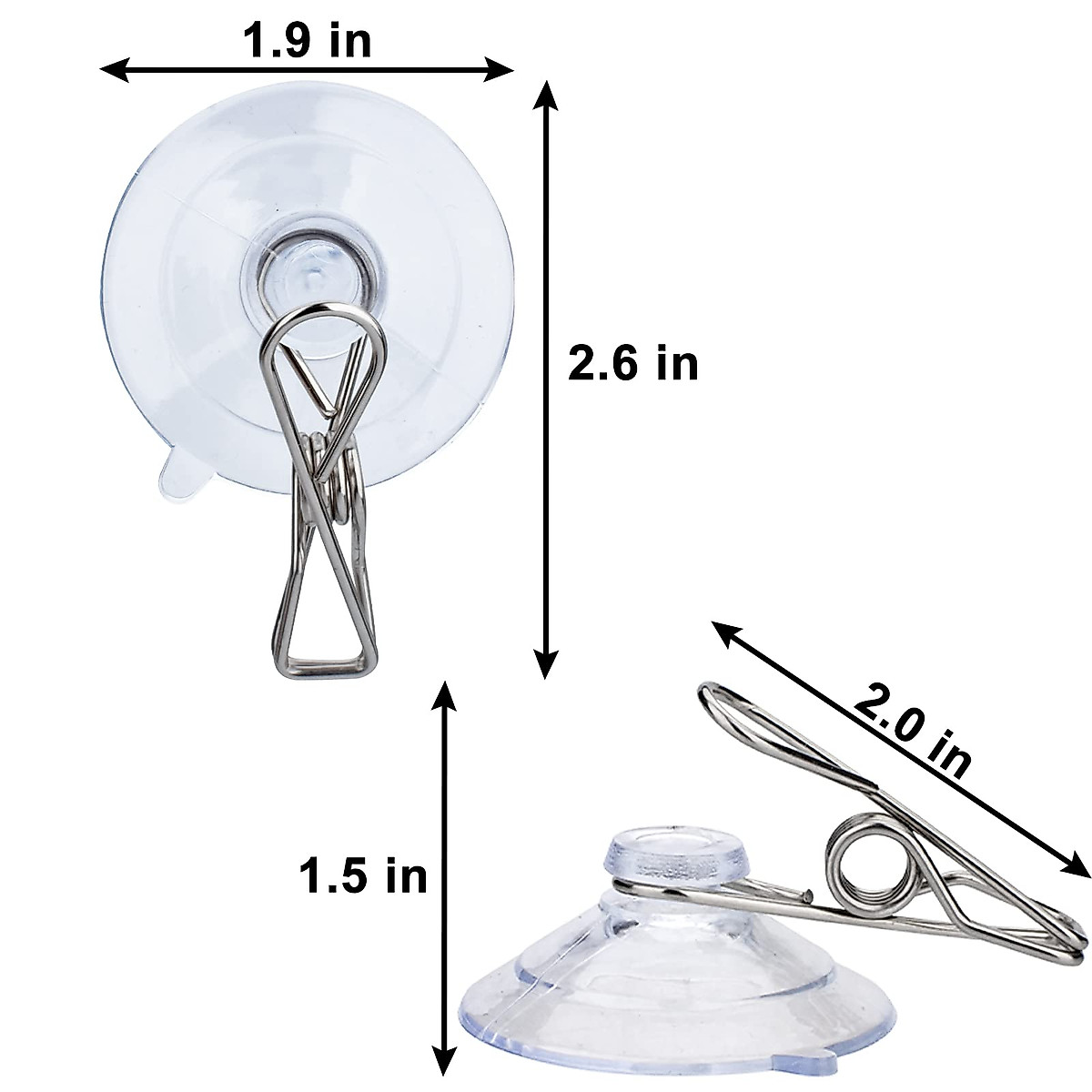 AccEncyc 24Pcs Suction Cup Clips for Windows 2" Suction Clips Clear Suction Cup Clamp Holder Suction Cup with Spring Clamps Sucker clamp Clip Window Swivel Clip with Suction Cup