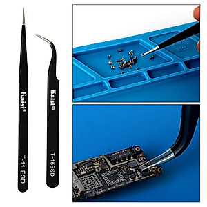 Kaisiking 6 Pcs Double Sided Soldering Assist Aid Repair Tool with 2 Precision Tweezers for Electronics Repair and Soldering