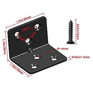 Black Stainless Steel Shelf Bracket,Joint Right Angle Bracket,L Shape Heavy Duty Metal Corner Brace Shelf Supporter (16 Pcs) (1.5x1.18x1.18x0.06)