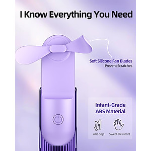Cutnut Portable Handheld Fan, 3-Speed Foldable Mini Pocket Fan, USB-C 2000mAH Rechargeable Small Quiet Hand Fan, Personal Lash Fan for Travel, Outdoor, Home, Ideal Gifts for Women, Purple