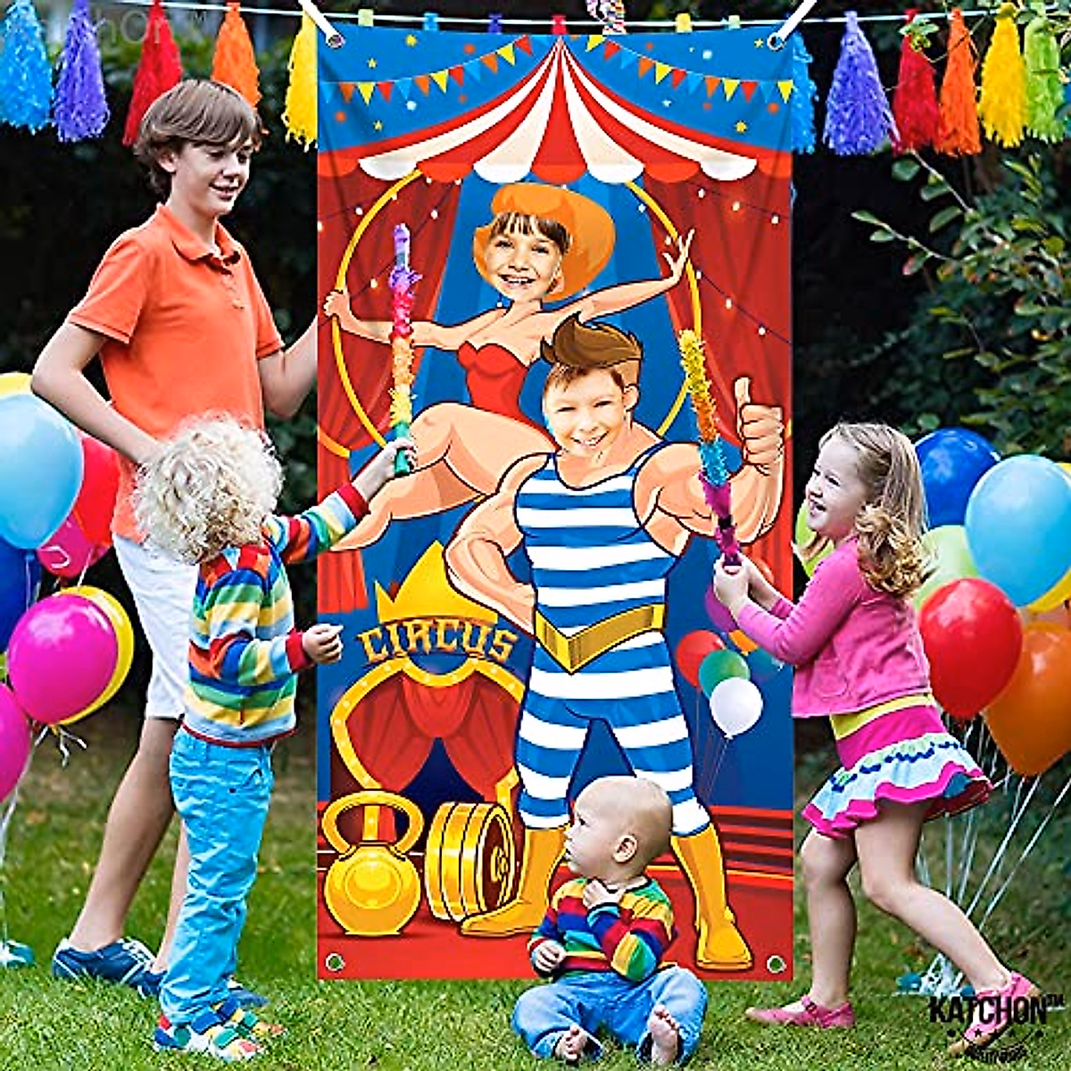 KatchOn, Carnival Photo Booth Backdrop - Large,72x36 Inch | Carnival Decorations for Event | Carnival Photo Door Banner for Carnival Theme Party Decorations | Carnival Backdrop, Mardi Gras Decorations