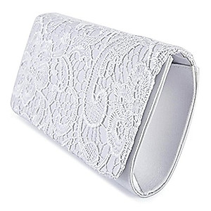 U-Story Women's Elegant Floral Lace Evening Party Clutch Bags Bridal Wedding Purse Handbag (White)