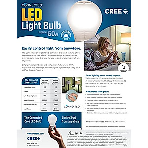 Cree Lighting BA19-08027OMF-12CE26-1C100 Cree Connected LED Smart Bulb, 1pk, Soft White (Packaging may vary)
