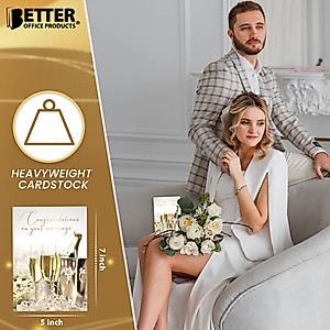 Better Office Products Wedding Congratulations Card with Metallic Gold Foil and Gold Shimmer Envelope, Classic 5 x 7 Inch Size, Heavy Cardstock, High Gloss Finish