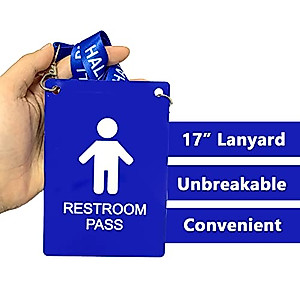 Hall Pass Lanyards with Large Card Passes, Unbreakable School Classroom Passes Set for Teacher Parents (Blue)