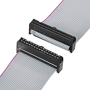 uxcell IDC Wire Flat Ribbon Cable FC/FC Connector A-Type 30 Pins 2.54mm Pitch 1m Length Gray