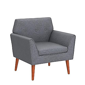 Ouchtek Living Room Accent Chairs Set of 2 Comfortable Linen Fabric Room Chairs Upholstered Reading Chair Mid-Century Modern Armchair for Bedroom Apartment Room Corner Anteroom, Gray