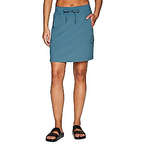 RBX Women's Quick Drying Skort with Cargo Pockets, Lightweight Breathable Stretch Woven Skort with Inner Compression Shorts, Active Skirt for Golf, Tennis, Sports, Long Cargo Teal