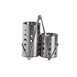 Yalych Utensil Caddy 1 Set of Stainless Steel Household Kitchen Chopsticks Cage Tube Storage Box Drain Rack Pen Holder