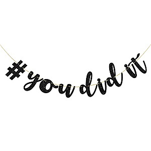 Talorine Black You Did It Banner - for Congrats Grad Bunting - So Proud of You Graduation Party Bunting Decorations (Glitter)