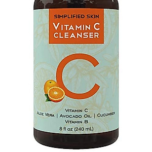 Simplified Skin Vitamin C Facial Cleanser (8 oz) Gel for Daily Anti-Aging & Acne Treatment. Clear Pores on Oily, Dry & Sensitive Skin. Natural Makeup Removing Face Wash