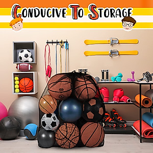 3 Pcs Extra Large Mesh Bag Soccer Ball Bag with Adjustable Shoulder Strap Drawstring Sports Ball Bag Storage Ball Net Bag Sports Equipment Bag for Beach Gym Basketball, 35.4 x 27.5 Inch (Black)