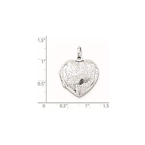 Sterling Silver Rhodium-Plating 20mm Polished Sparkle Heart Locket Pendant